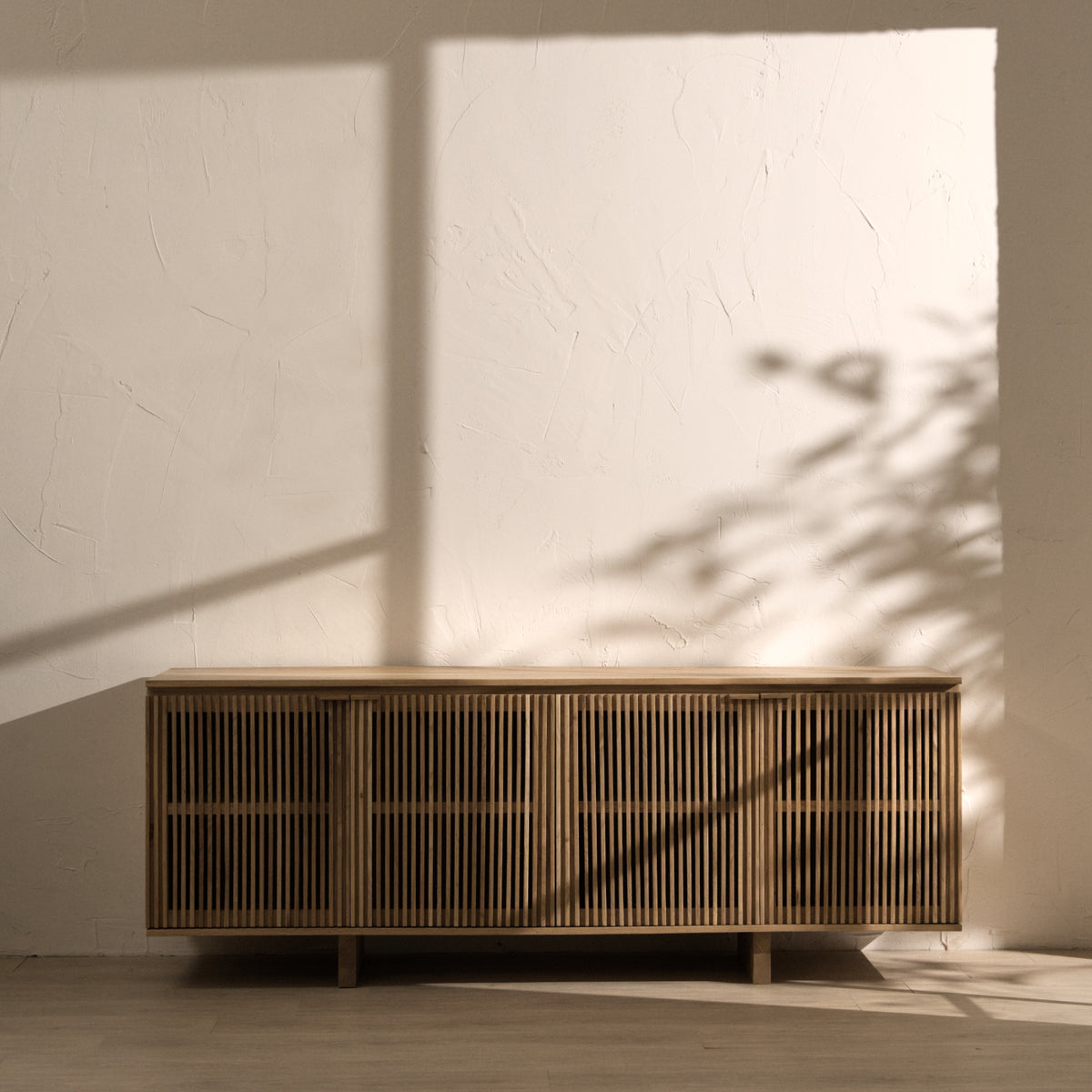 Palea Oak Slatted Sideboard, Natural, 4 door, Scandi | Vaunt Design