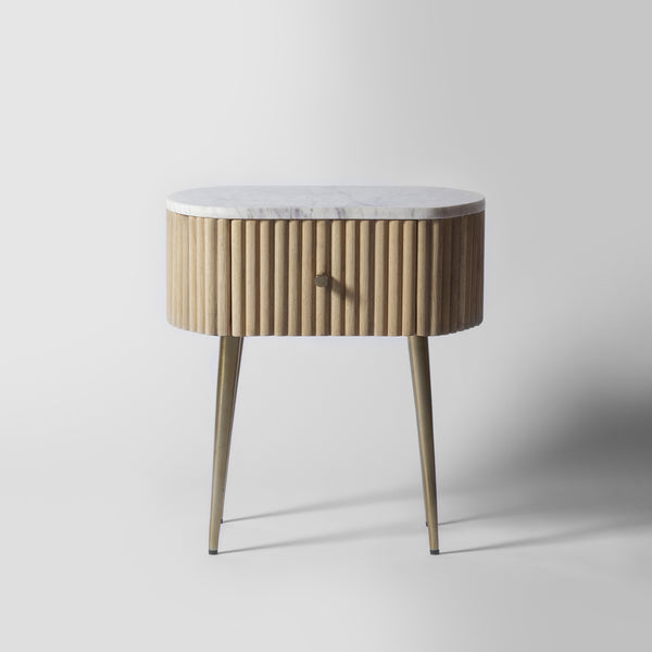 Gunhild Ribbed Oak Bedside Table | Vaunt Design