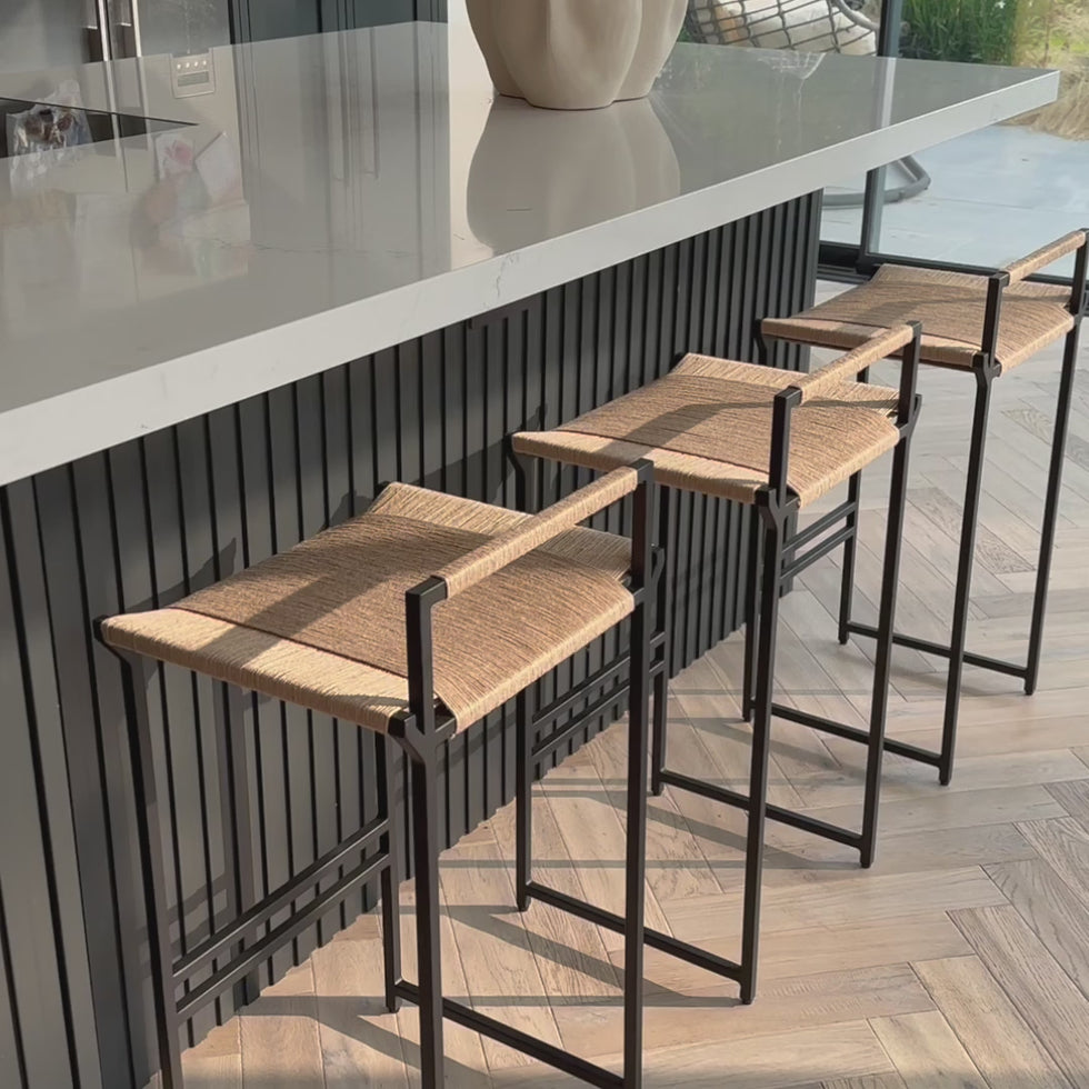 Wapu Light Taupe Bar Stool, Jute, 65cm | Vaunt Design