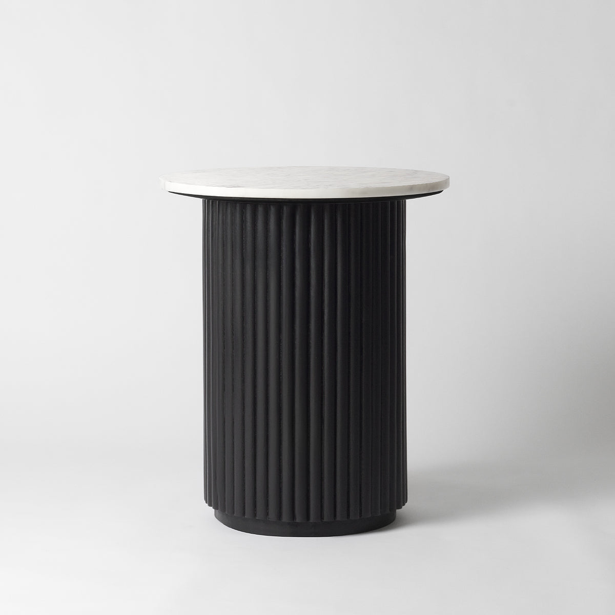 Olavi Black And White Side Table, Marble, Ribbed | Vaunt Design