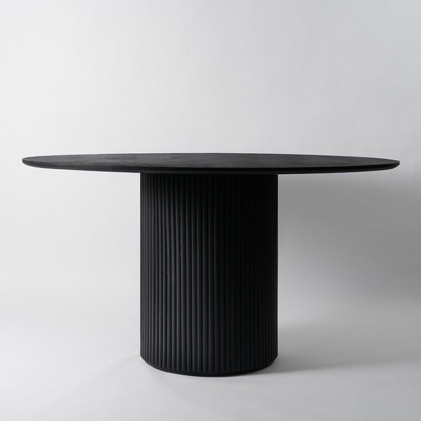 Baldr Black Round Dining Table, Ribbed | Vaunt Design