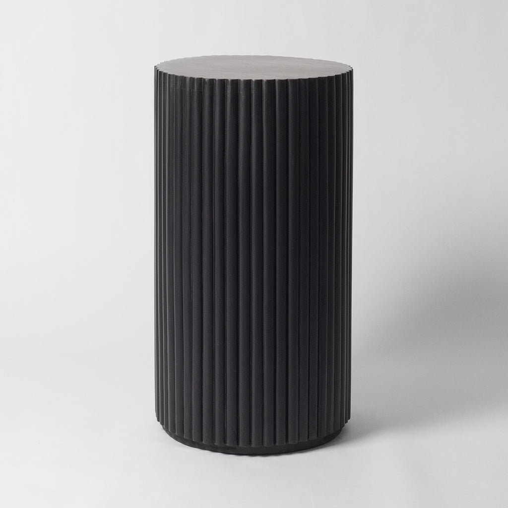 Baldr Black Tall Side Table Pedestal Ribbed Vaunt Design Baldr Black Tall Side Table Pedestal Ribbed Vaunt Design