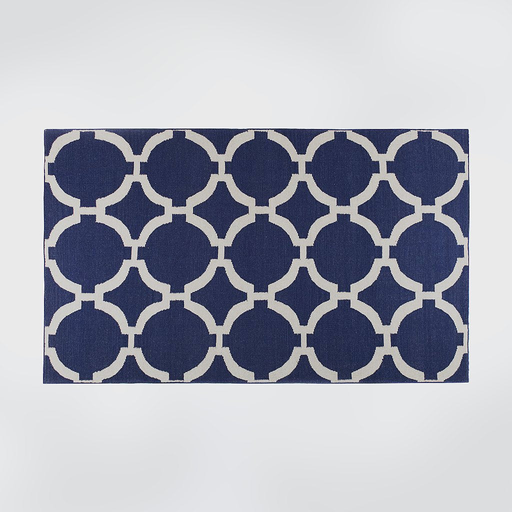 Navy Blue Geometric Rug | Vaunt Design