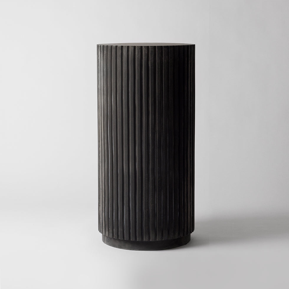 Skalep Tall Grey Side Table, Plinth, Charcoal | Vaunt Design