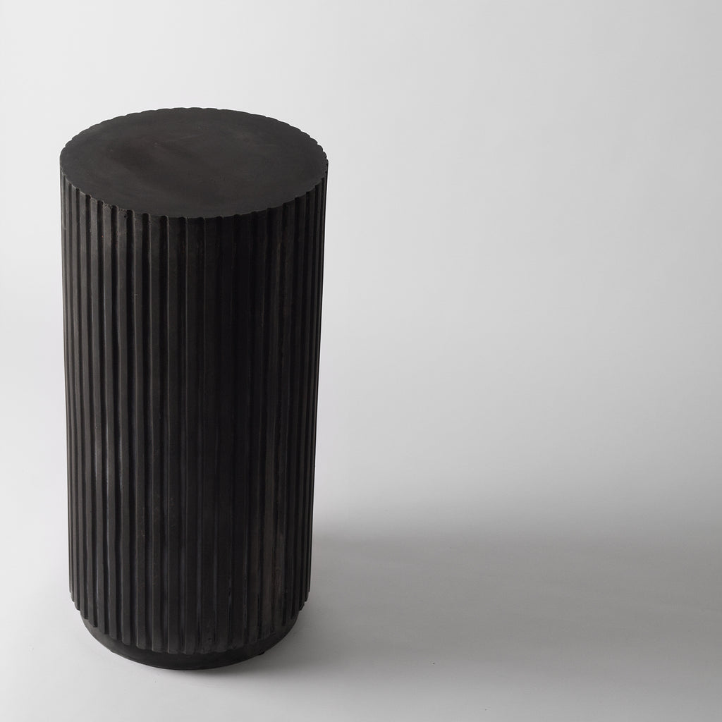 Skalep Tall Grey Side Table, Plinth, Charcoal | Vaunt Design