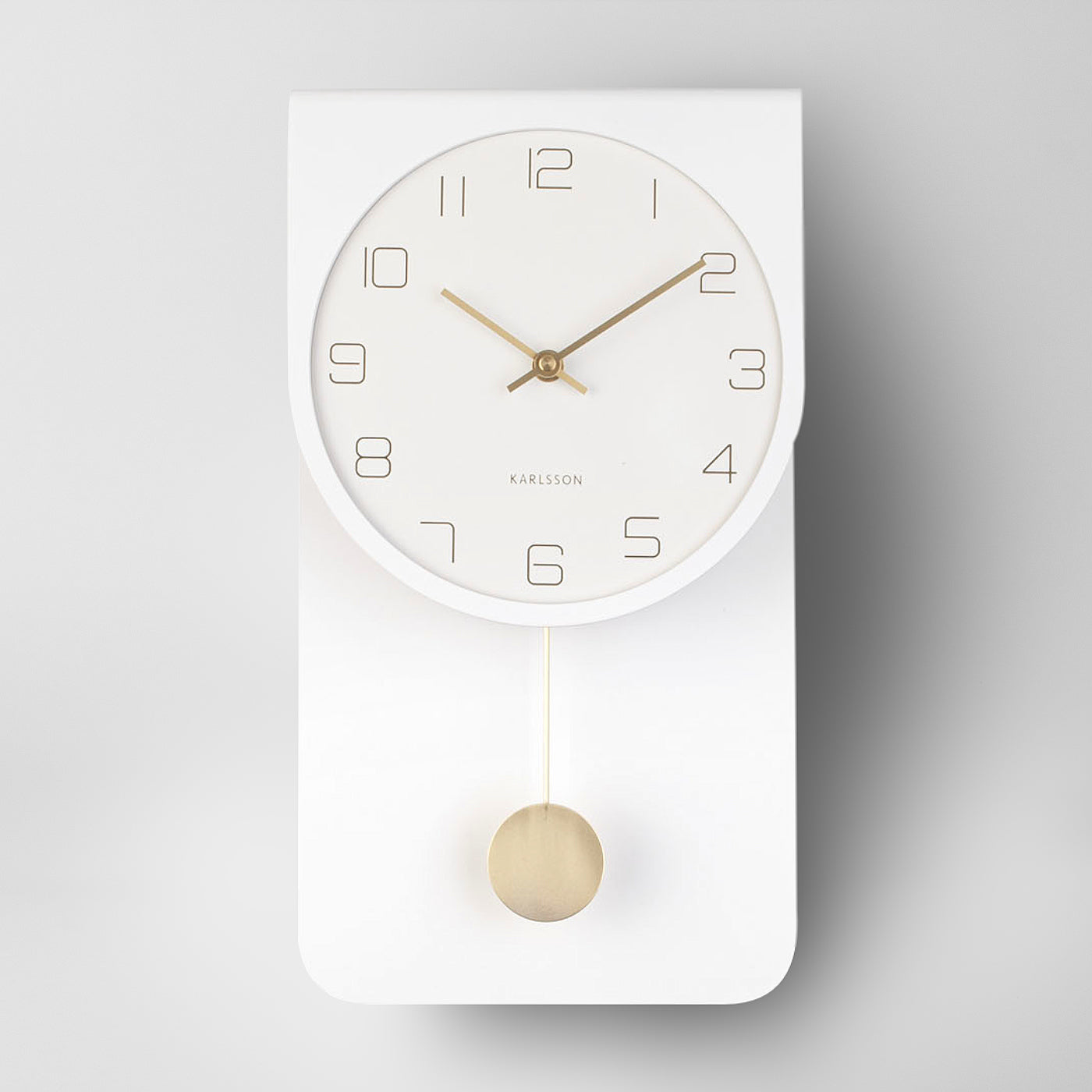 Kare White Designer Wall Clock, Pendulum | Vaunt Design